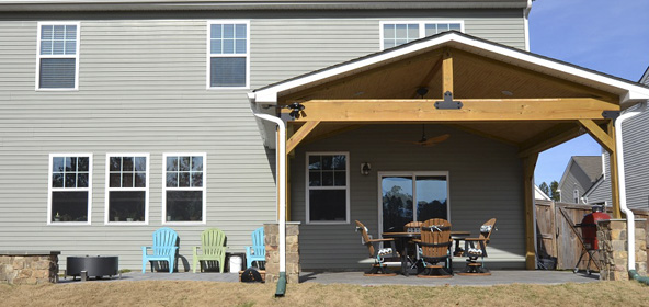 Durham Porch Roof Adds Rustic Charm to Backyard