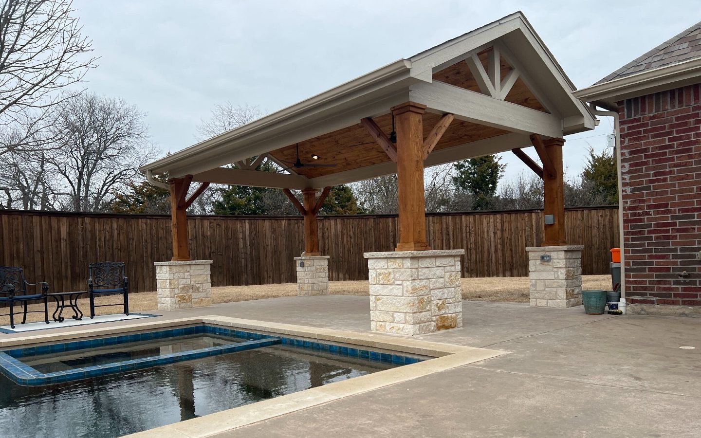 Covered Patio Pool Steps